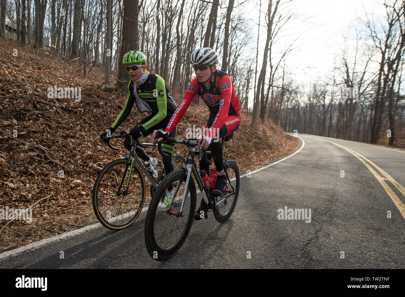 UNITED STATES - December 8, 2015: Pro cyclist Justin Mauch and Joe ...
