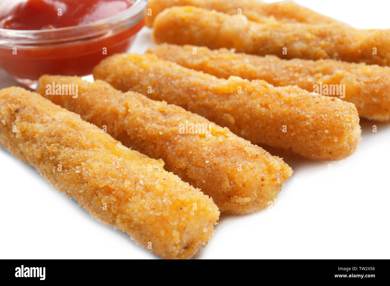 Delicious fried cheese sticks on white background Stock Photo - Alamy