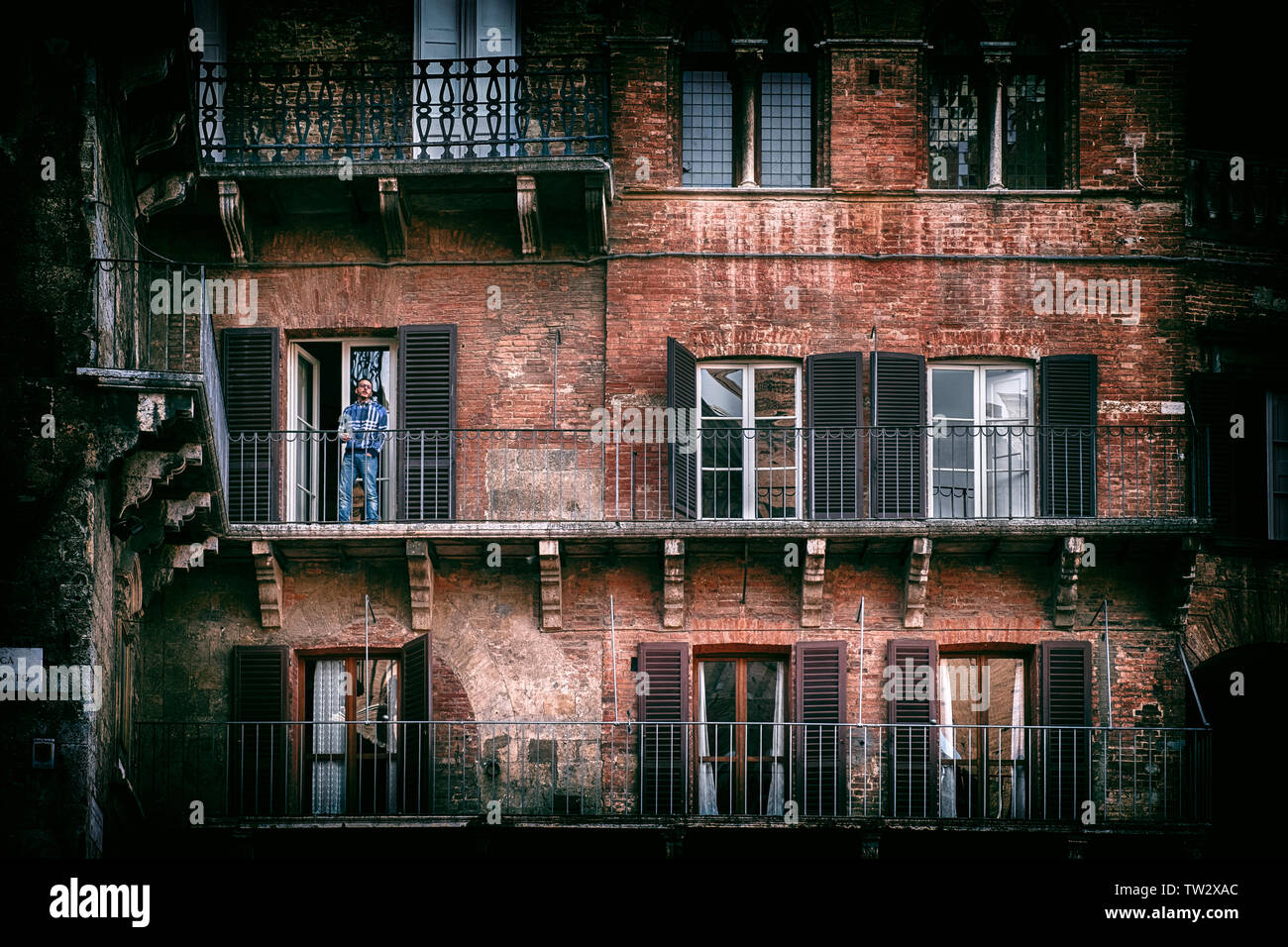 Italy Tuscany Siena balcony, house Stock Photo - Alamy