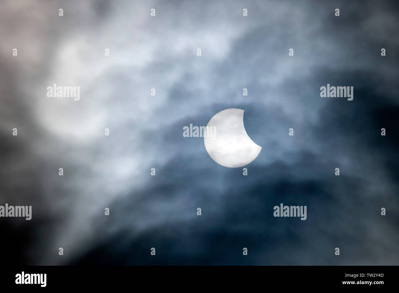 Early stages of total solar eclipse on 1 August 2008 Stock Photo - Alamy