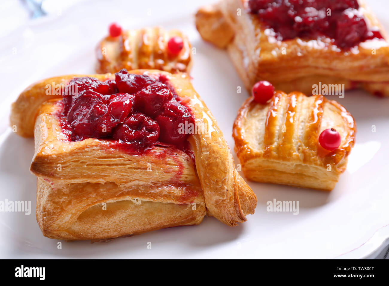 Tasty puff pastry dessert on plate Stock Photo - Alamy