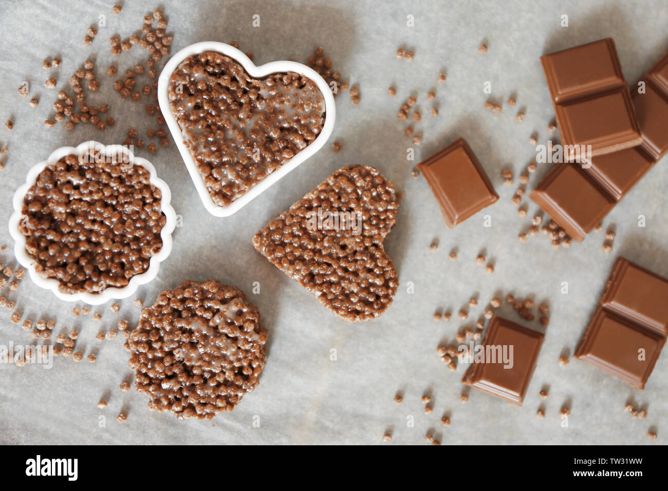 Rice crispy treats on parchment paper Stock Photo - Alamy