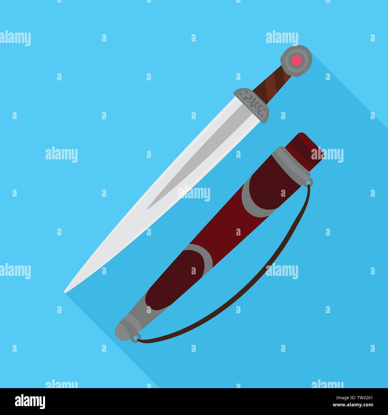 Vector illustration of dagger and knife symbol. Collection of dagger ...