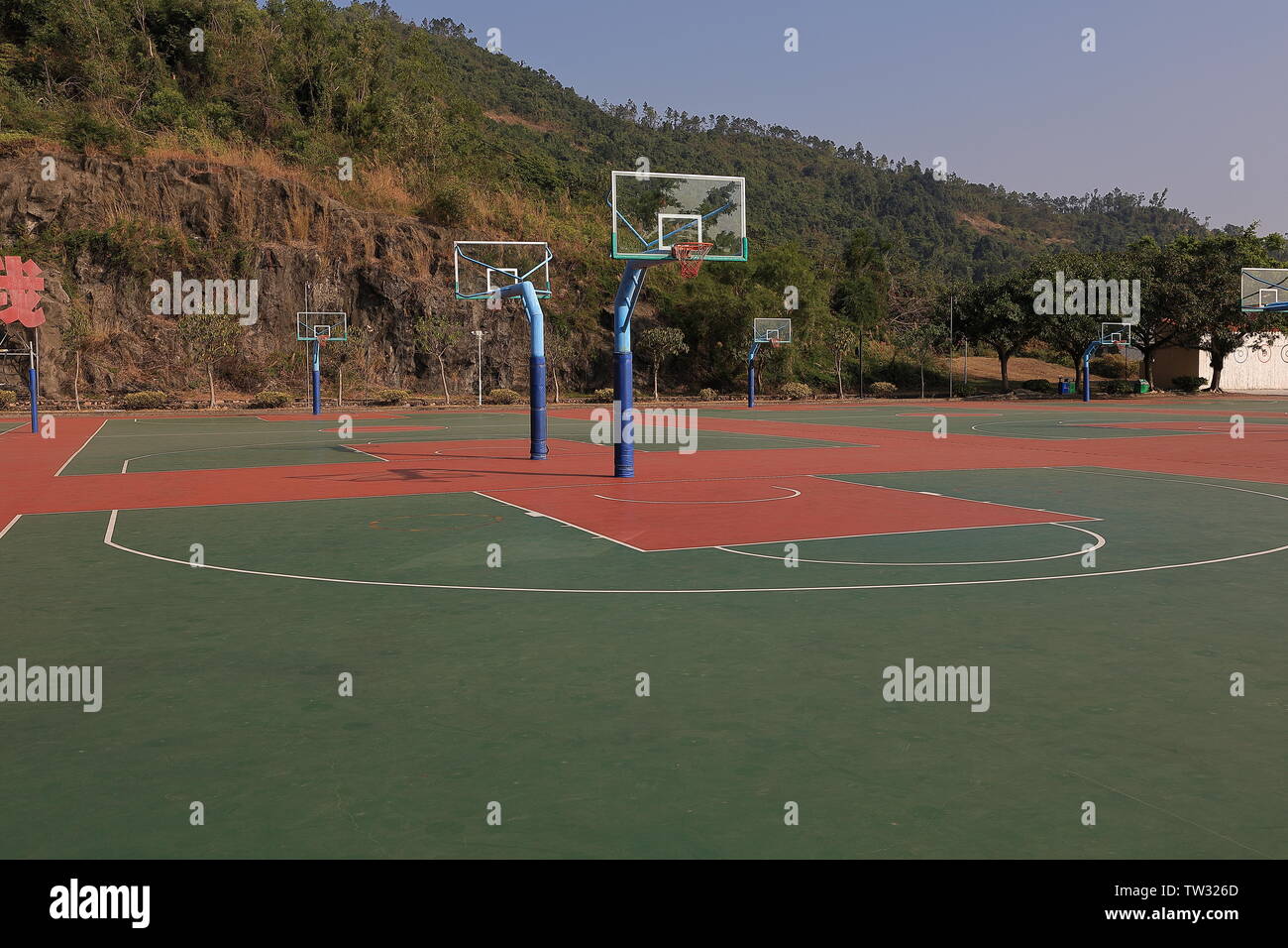 Basketball court, plastic court Stock Photo - Alamy