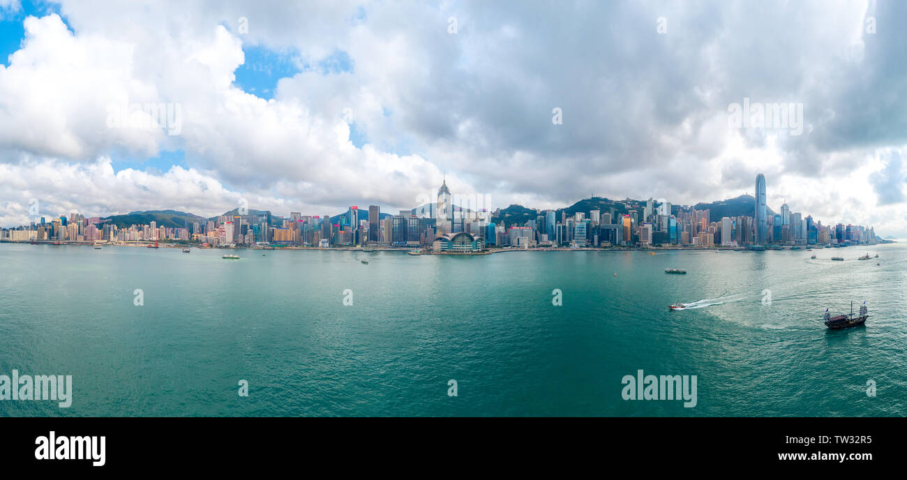 Daytime aerial view of Victoria Harbour, Hong Kong Stock Photo - Alamy