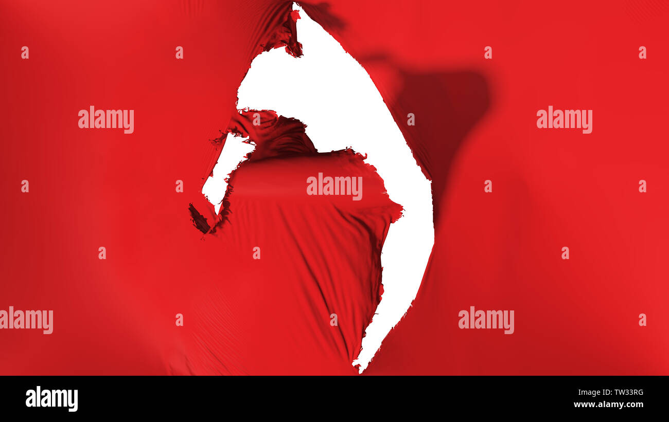 Damaged Red color flag Stock Photo - Alamy