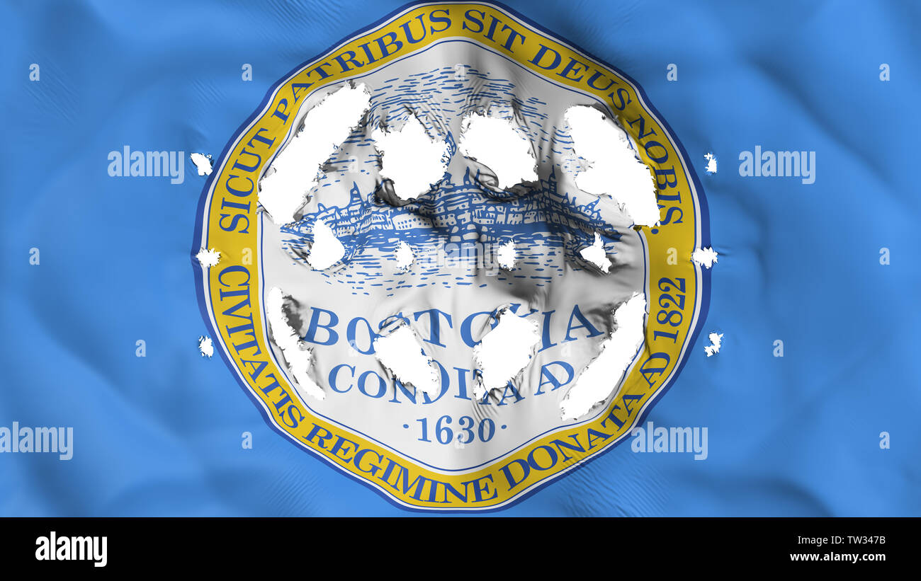 Boston capital city flag with a small holes Stock Photo - Alamy
