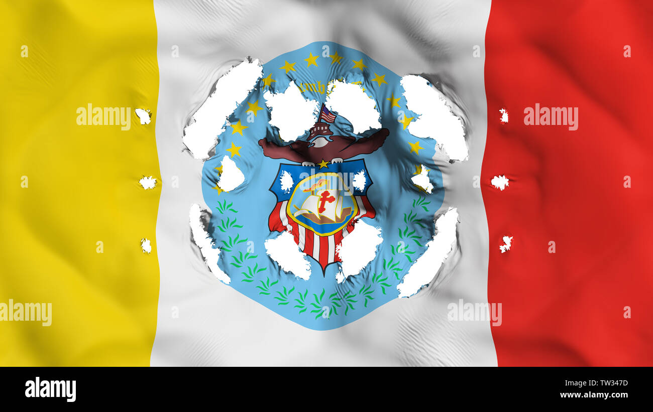 Columbus capital city flag with a small holes Stock Photo - Alamy