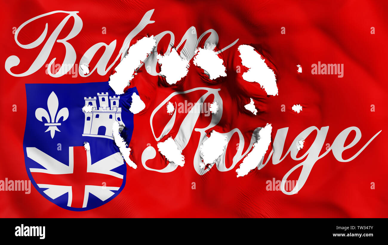 Baton Rouge capital city flag with a small holes Stock Photo - Alamy