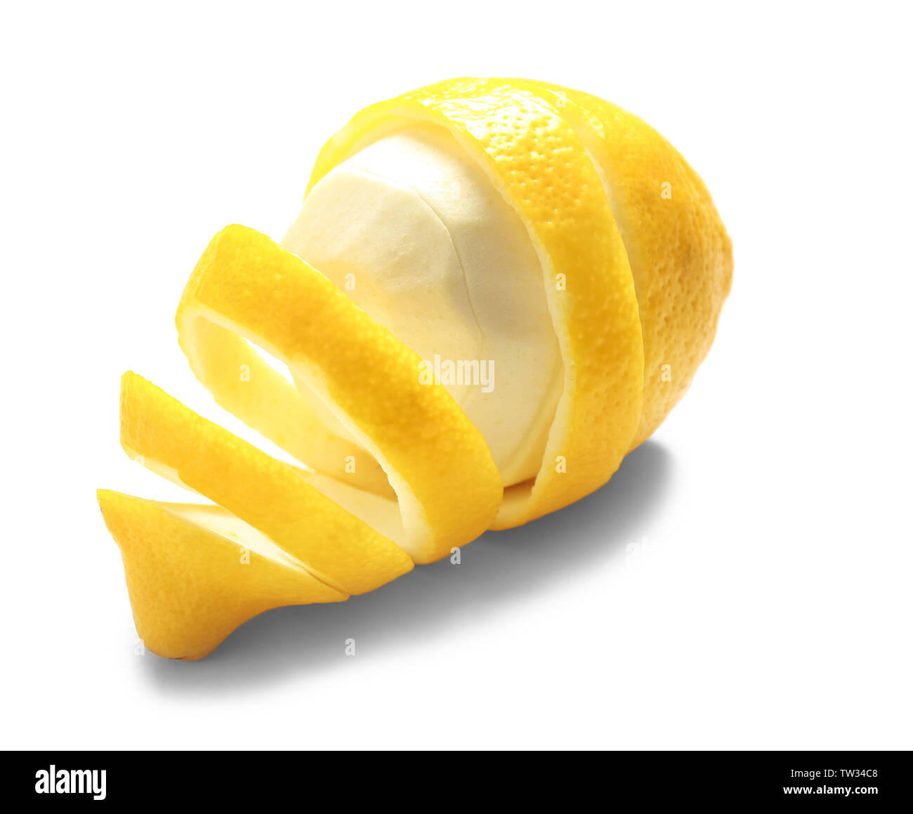 Delicious peeled lemon on white background Stock Photo - Alamy
