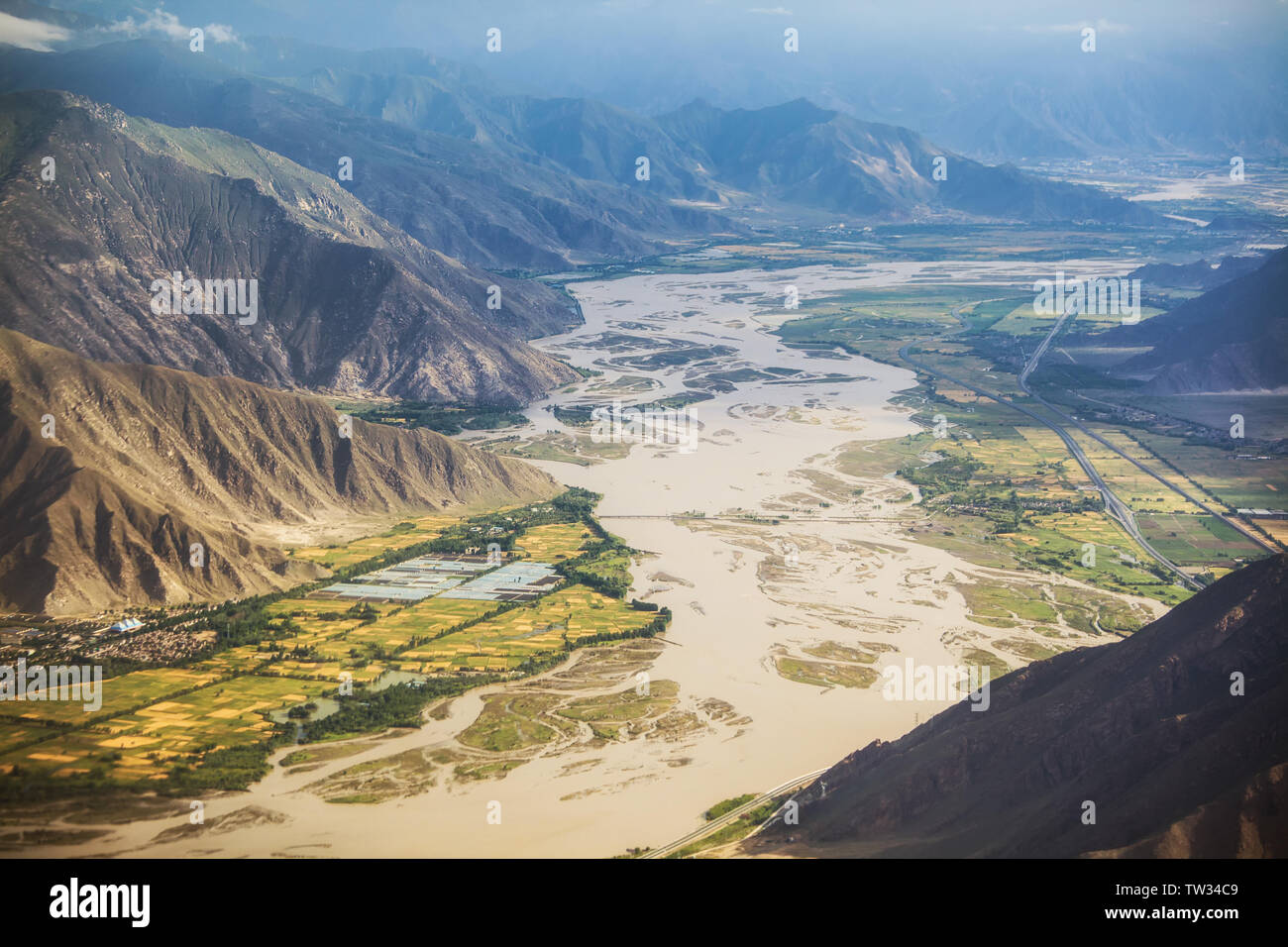 Aerial shot of the Brahmaputra River Valley Stock Photo - Alamy