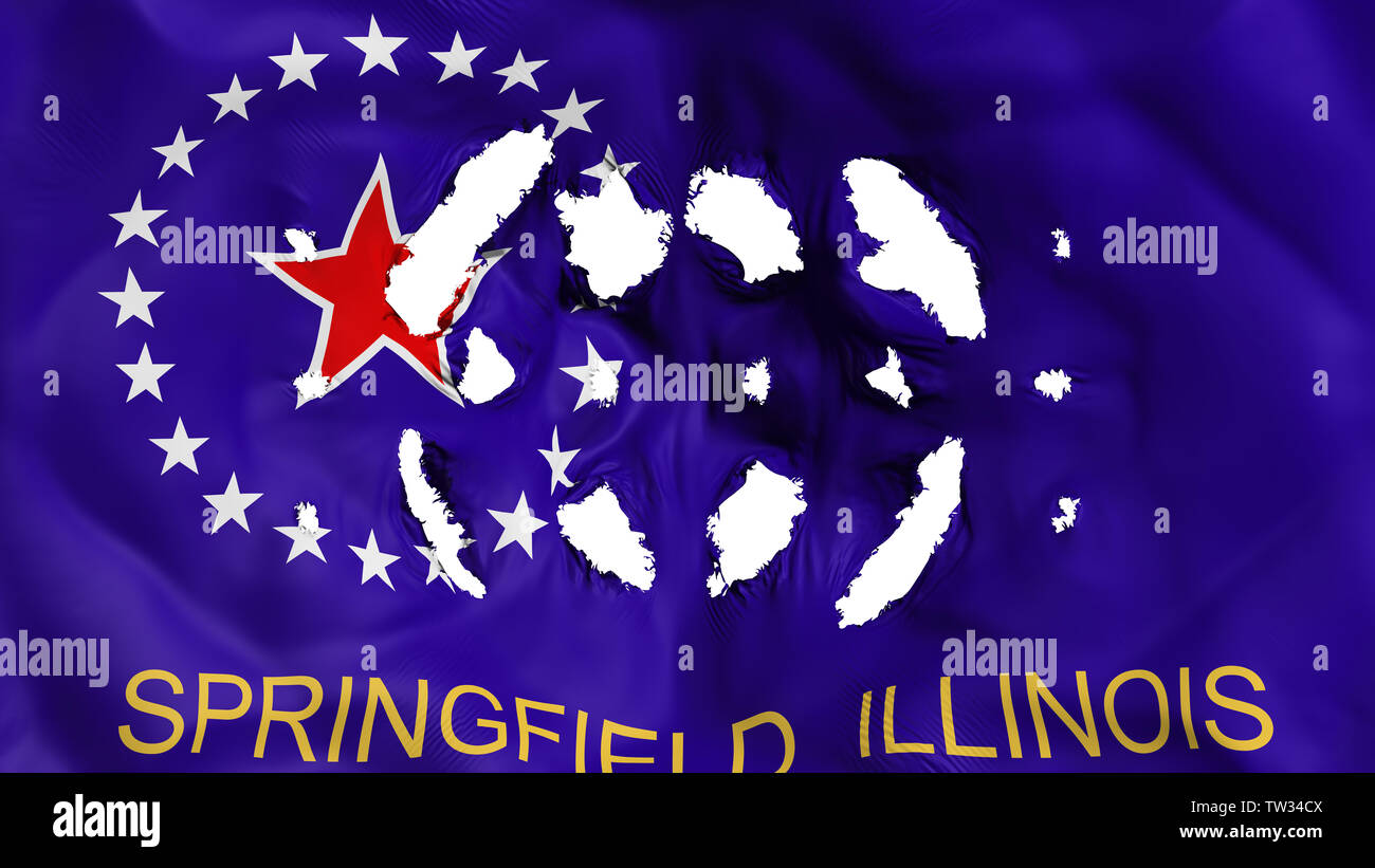 Springfield capital city flag with a small holes Stock Photo - Alamy