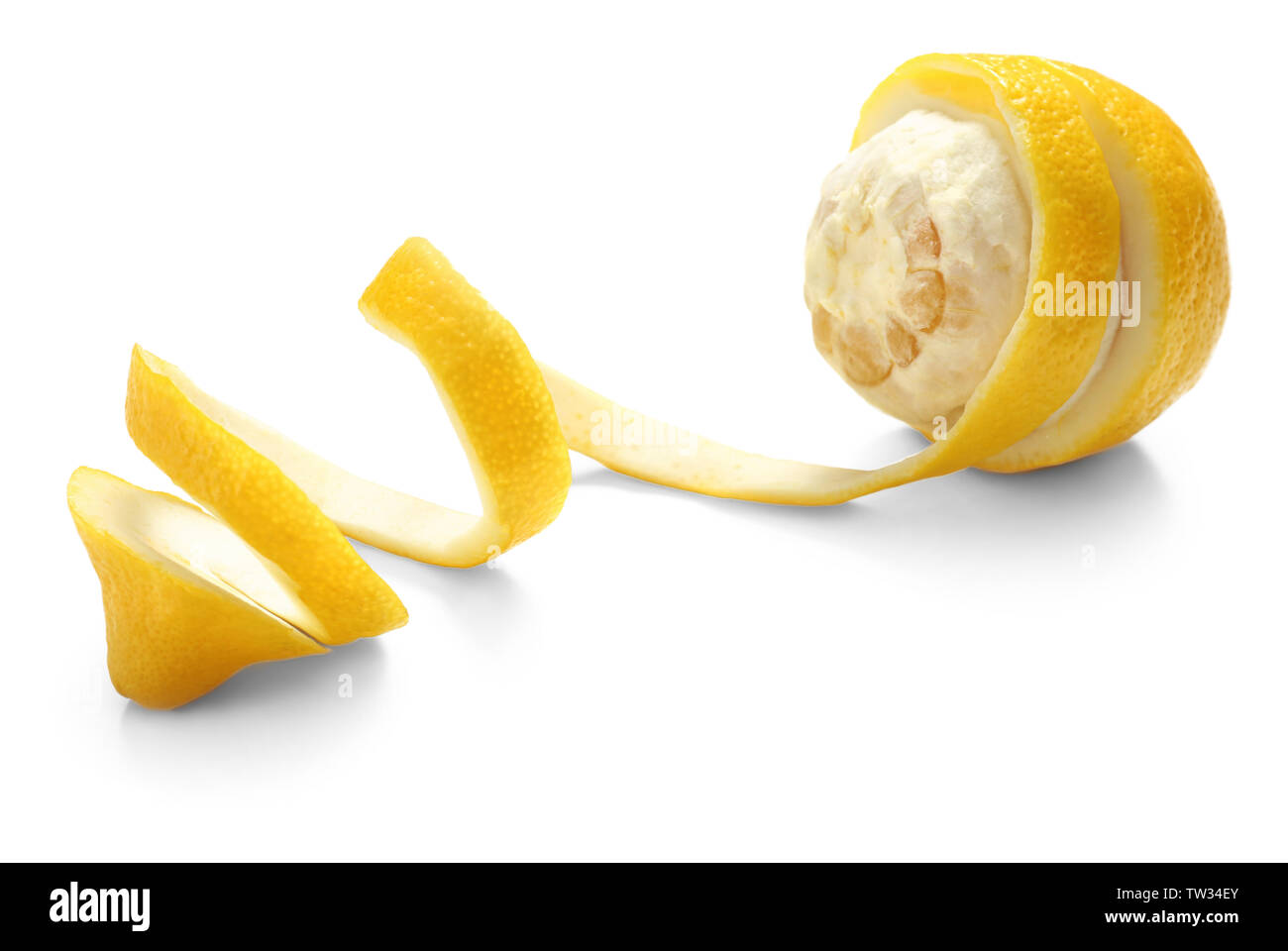 Delicious peeled lemon on white background Stock Photo - Alamy