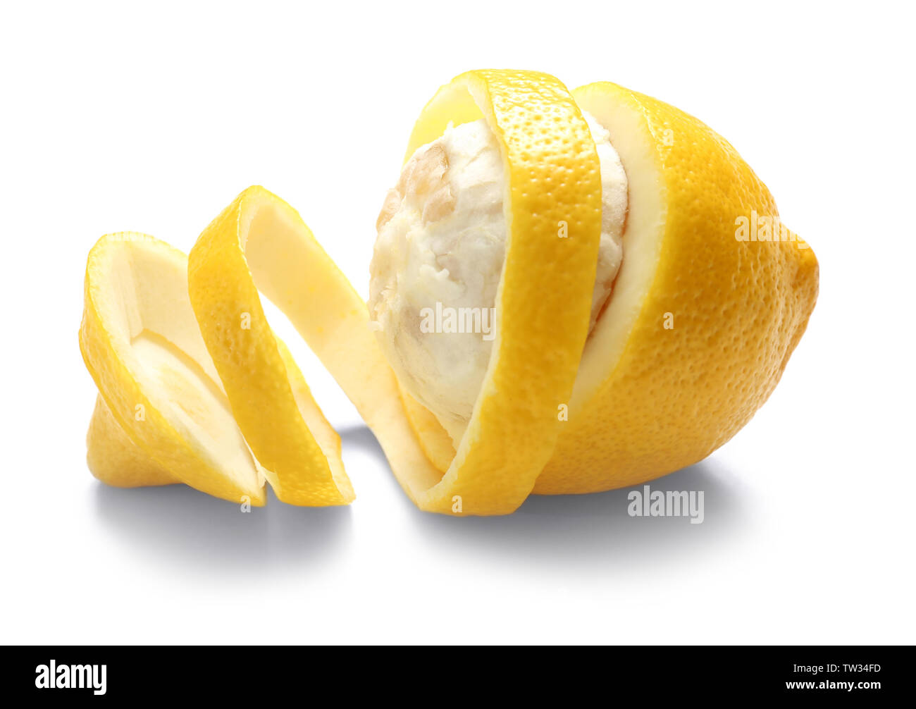 Delicious peeled lemon on white background Stock Photo - Alamy