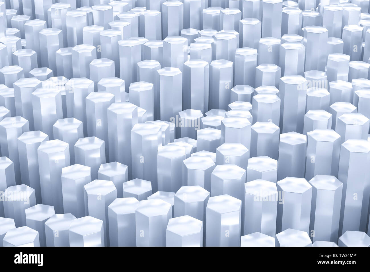 Hexagonal column dispersion, three-dimensional rendering Stock Photo ...