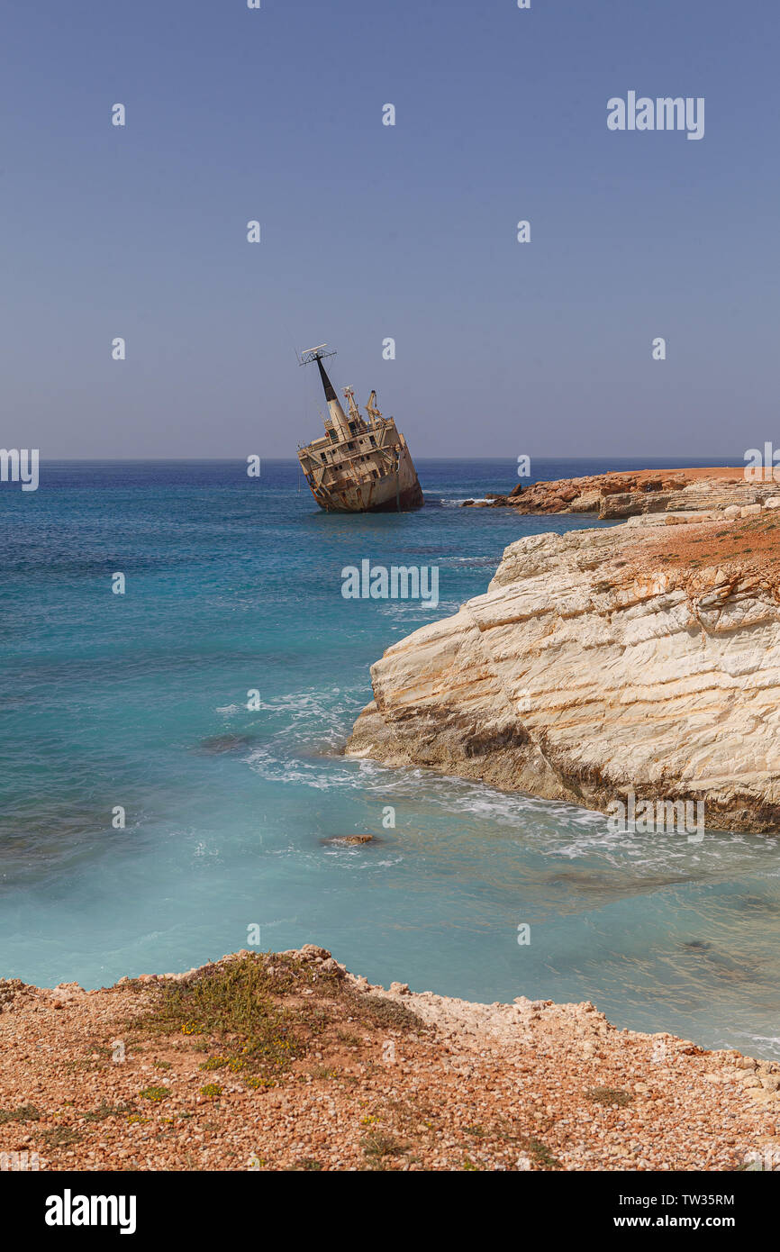 CYPRUS - MARCH, 30, 2018: Rusty abandoned ship Edro III near Paphos ...