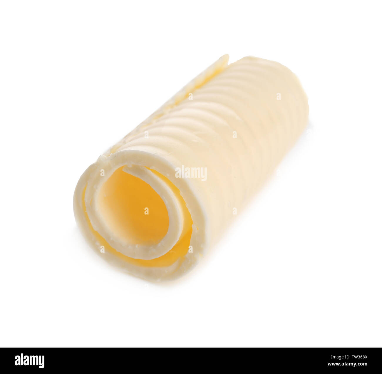 Delicious butter curl on white background, closeup Stock Photo - Alamy