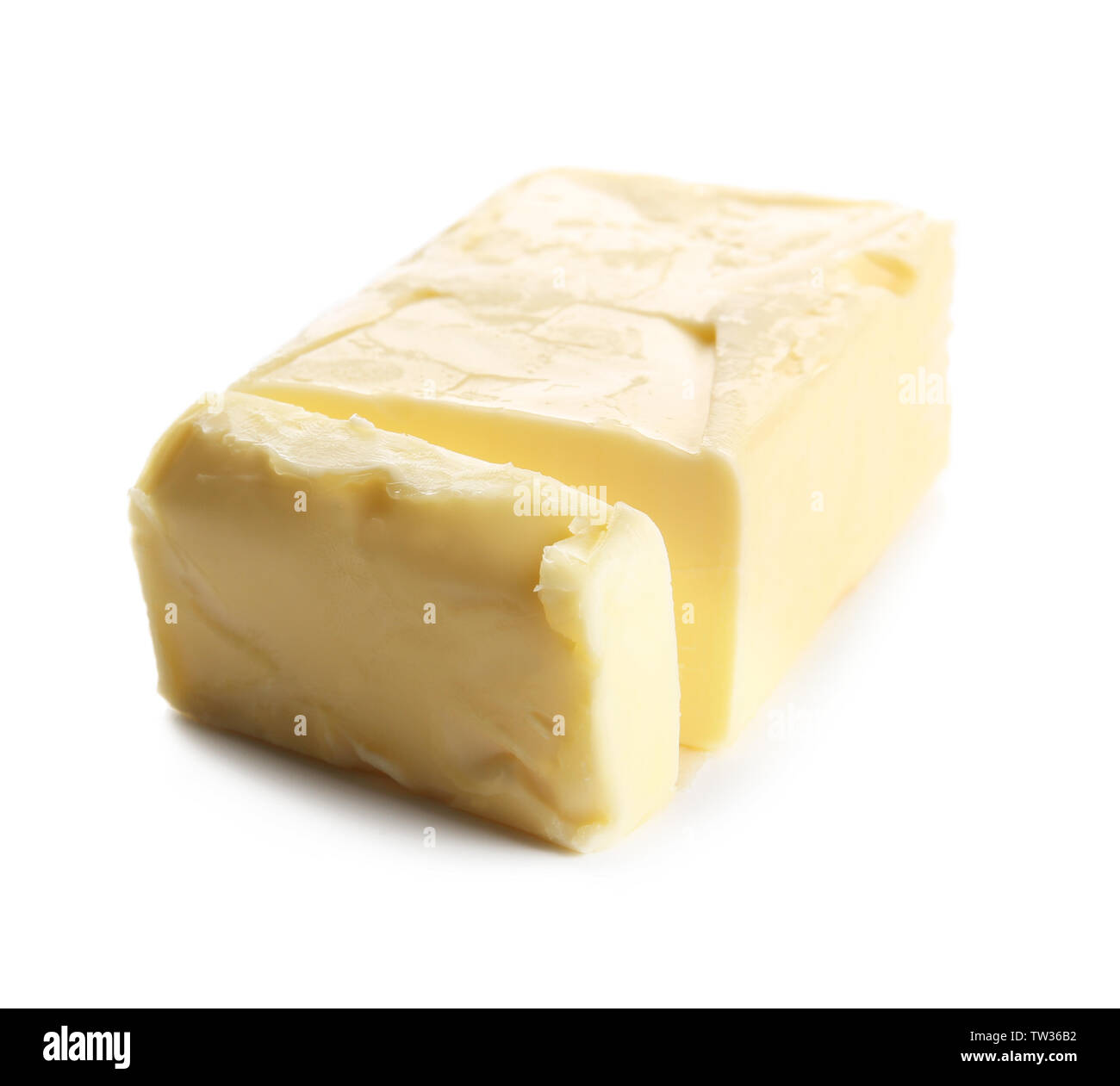 Delicious butter pieces on white background, closeup Stock Photo - Alamy