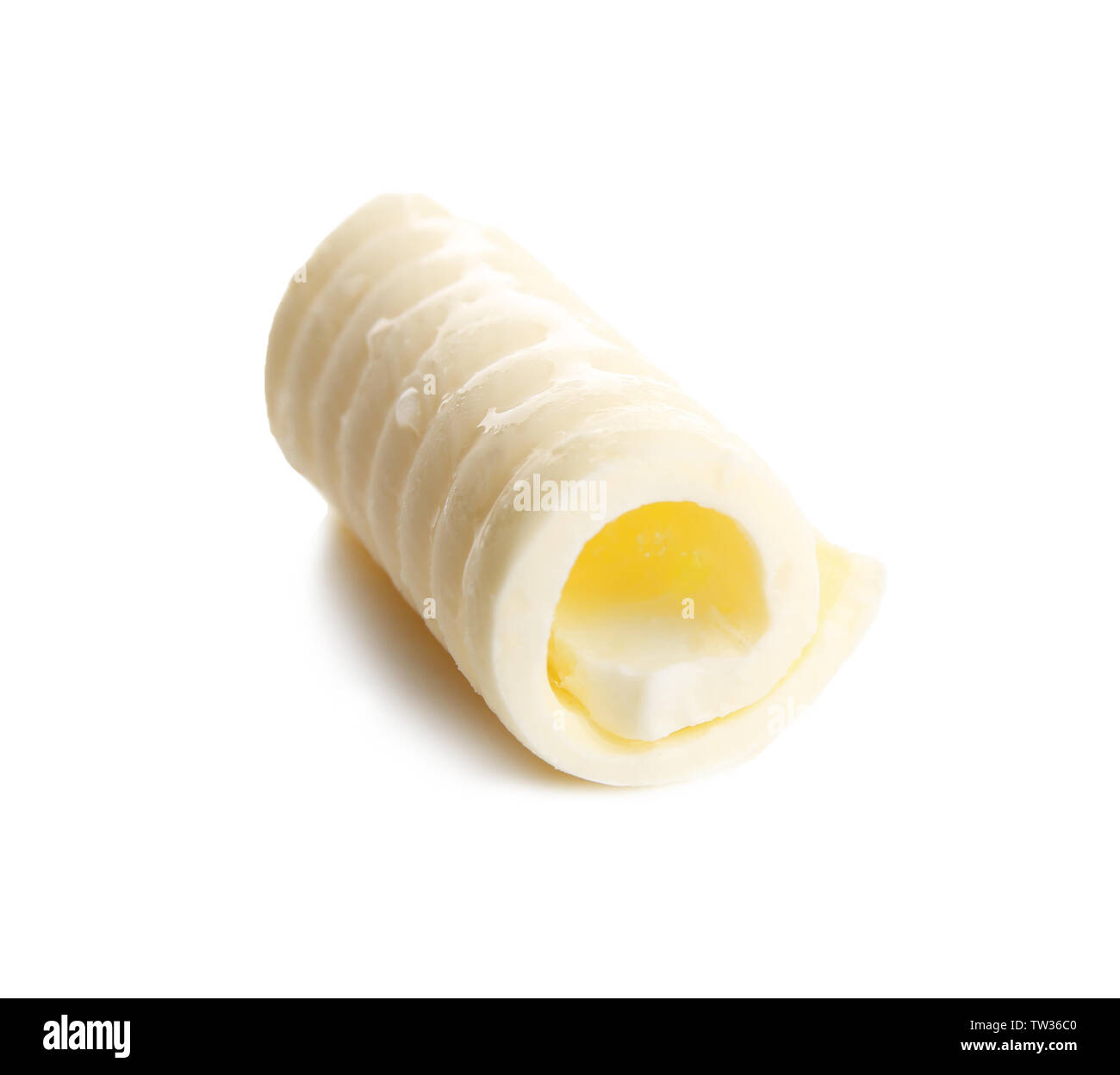 Delicious butter curl on white background, closeup Stock Photo - Alamy