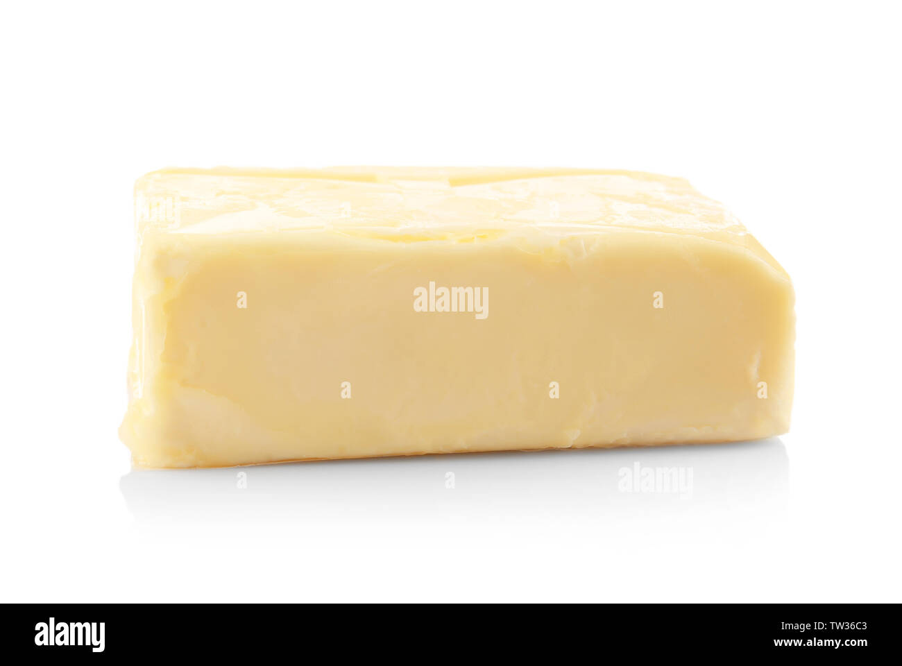 Delicious butter piece on white background, closeup Stock Photo - Alamy