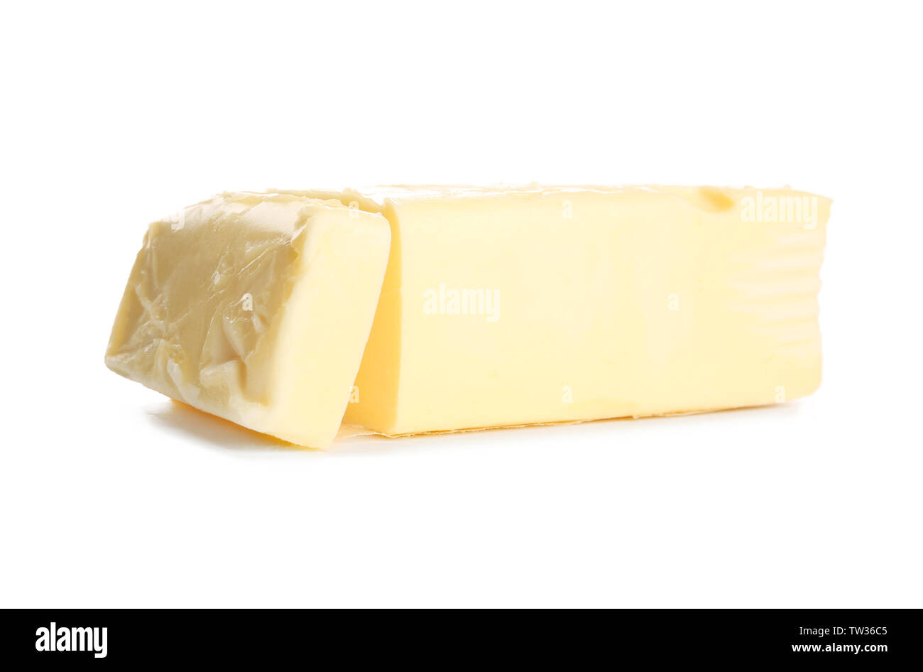 Delicious butter pieces on white background, closeup Stock Photo - Alamy