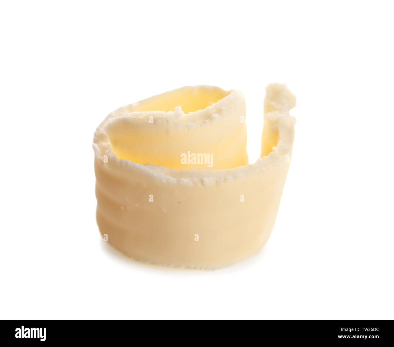 Delicious butter curl on white background, closeup Stock Photo - Alamy