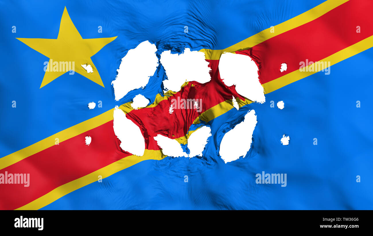 Holes in Democratic Republic of Congo Kinshasa flag Stock Photo - Alamy