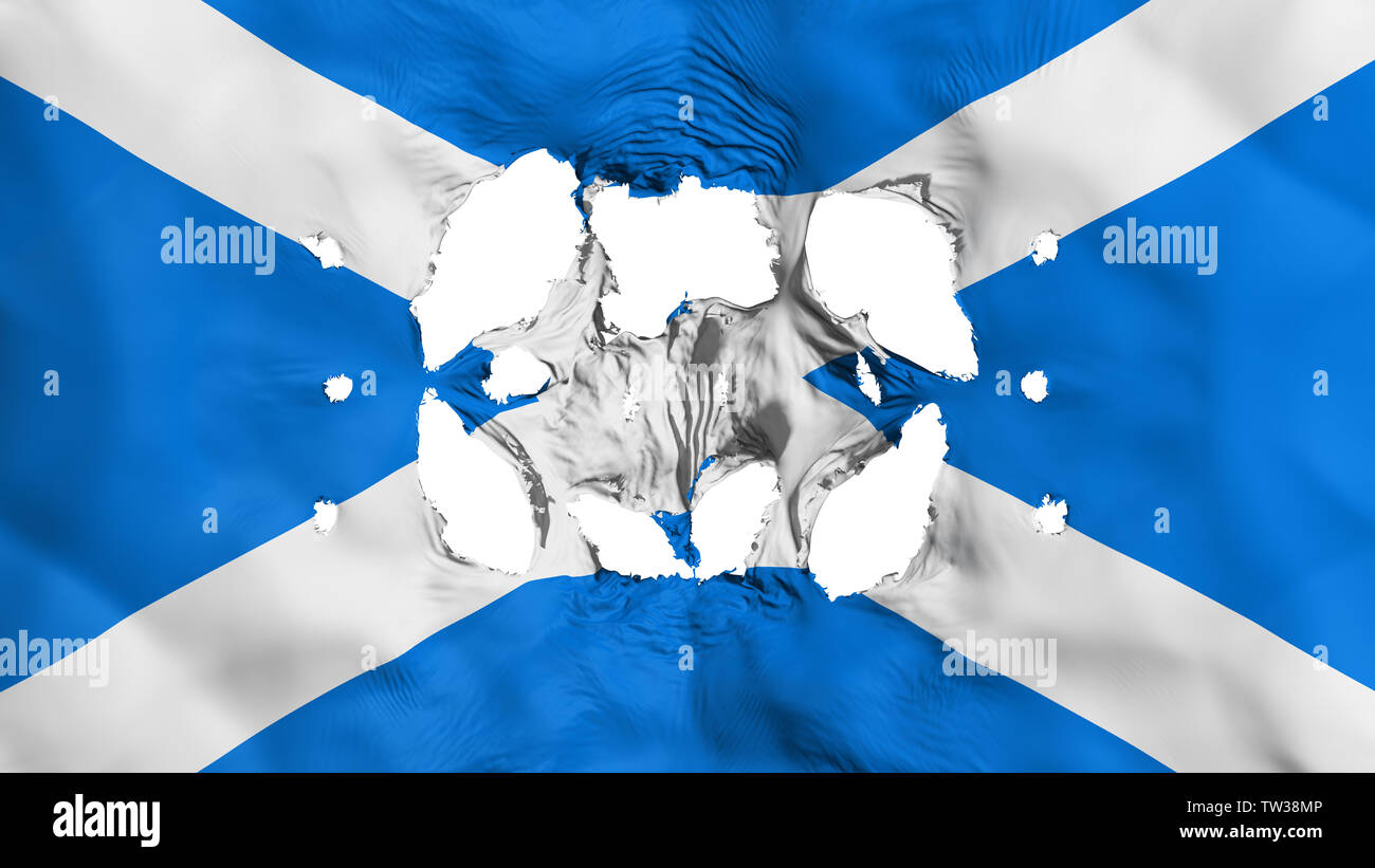 Holes in Scotland flag Stock Photo - Alamy