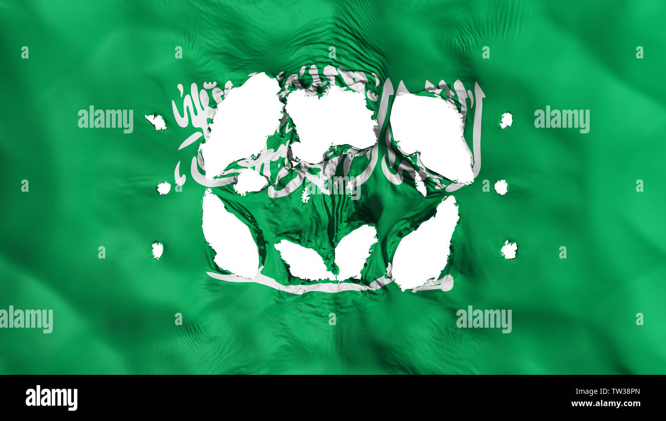 Holes in Saudi Arabia flag Stock Photo - Alamy