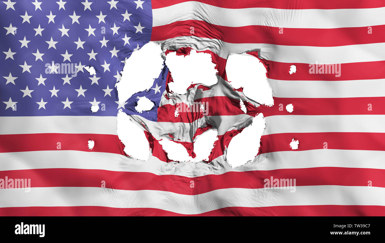 Holes in United States of America flag Stock Photo - Alamy
