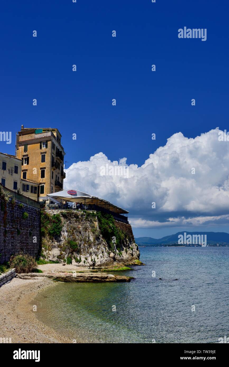 Corfu old town,Corfu coastline scenery,Kerkyra,Greece,Ionian islands ...