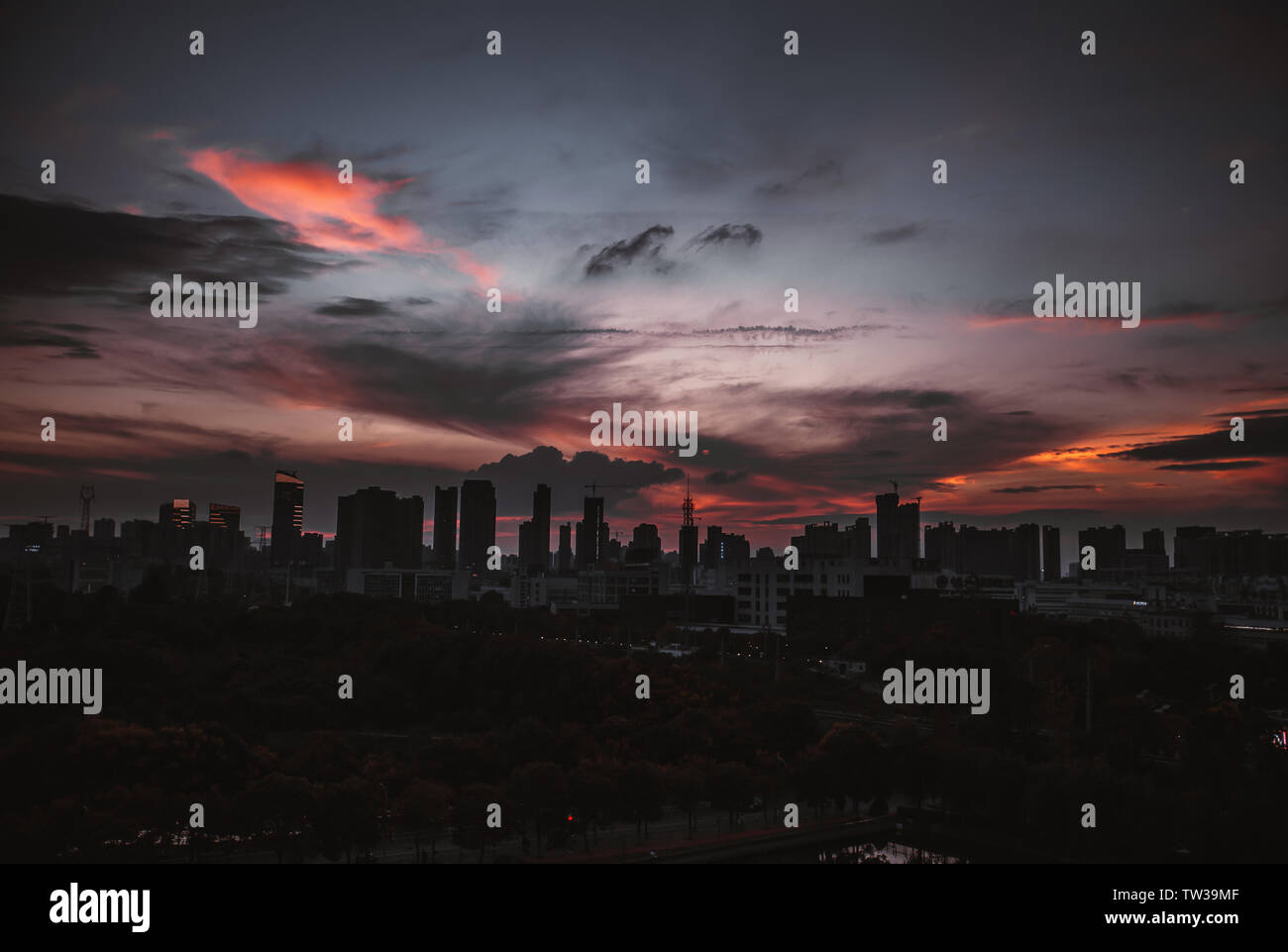 City scenery, sunset Stock Photo - Alamy