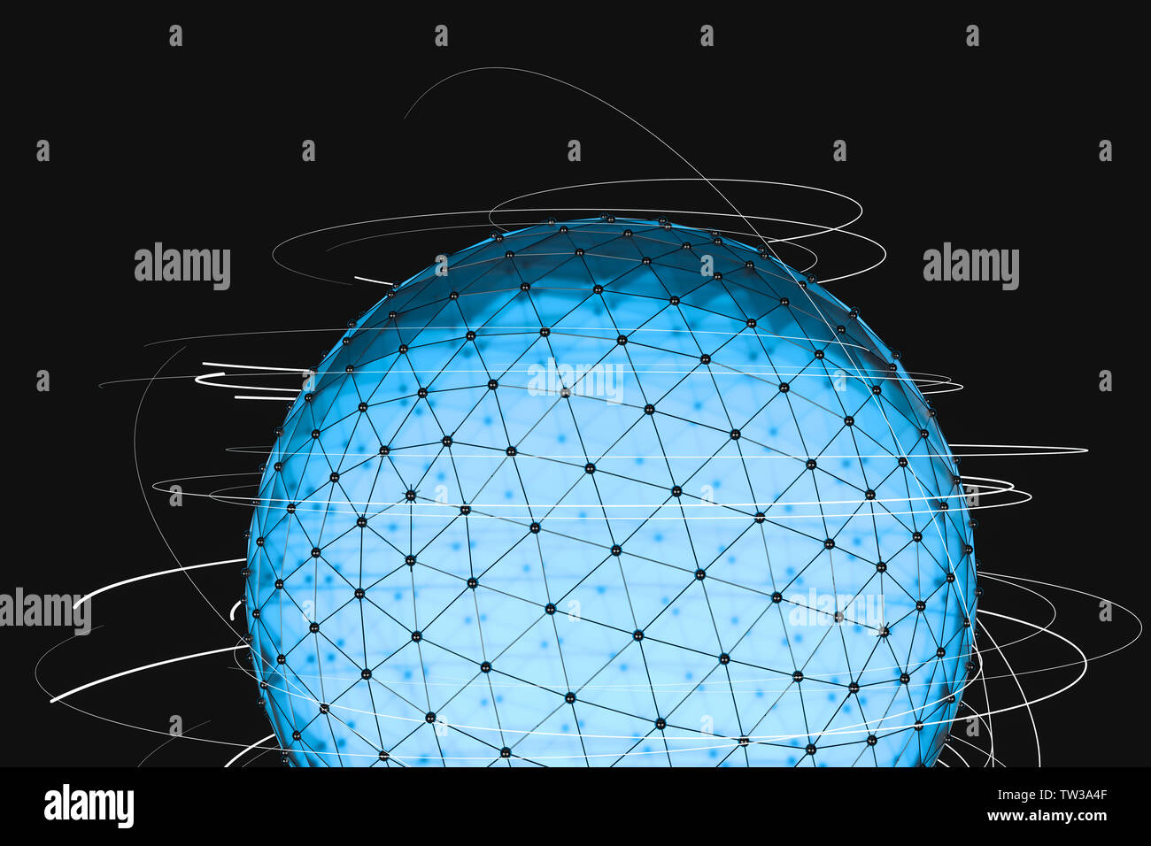 Three-dimensional rendering, sphere lines and nodes Stock Photo - Alamy