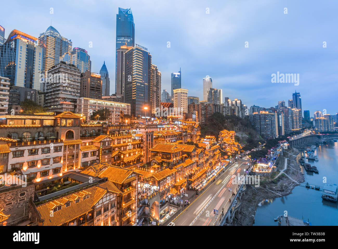 Night view of Hongya Cave, Chongqing Stock Photo - Alamy