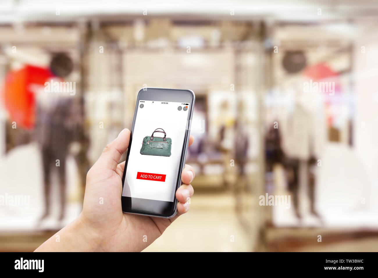 mobile phone with display window of fashion Stock Photo - Alamy