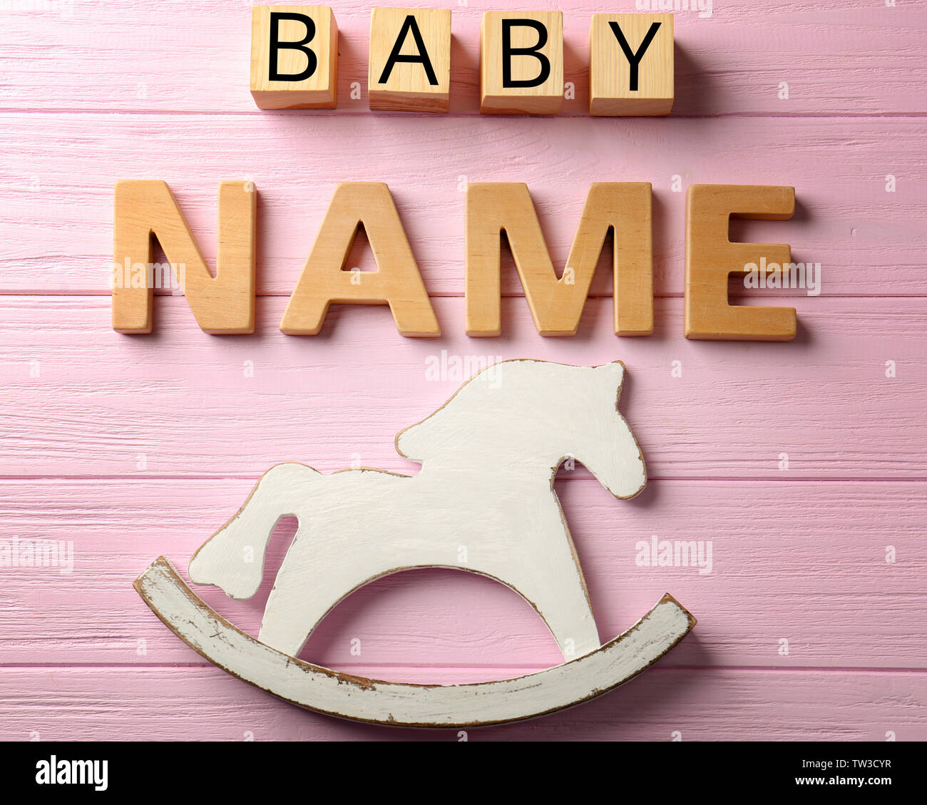 Words BABY NAME on color wooden background. Concept of choosing baby ...