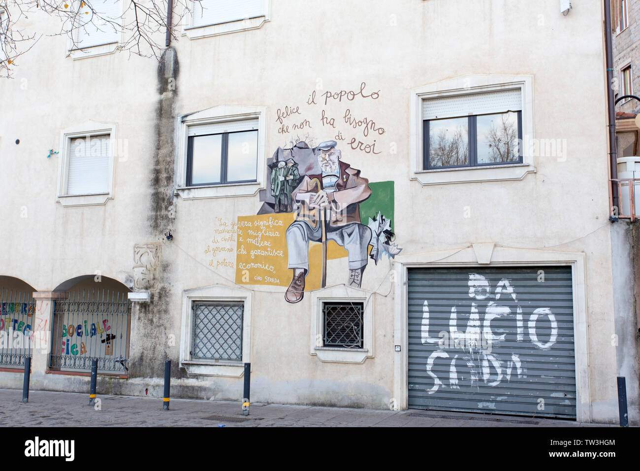 Orgosolo, Italy - December 29, 2018: Murals wall paintings about ...