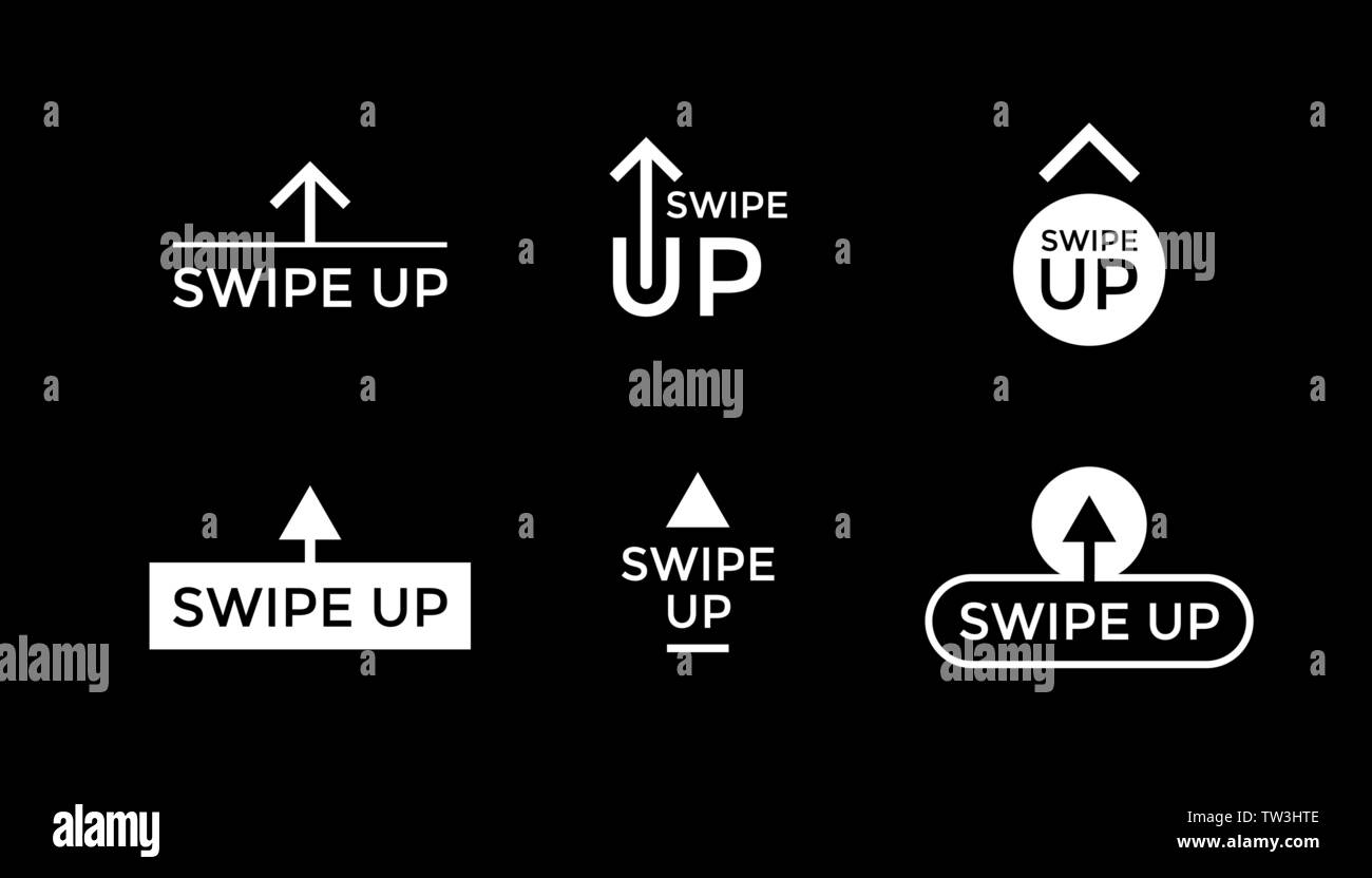 Vector Swipe Up Icon Set Isolated On Black Background For Stories Design Blogger Scroll