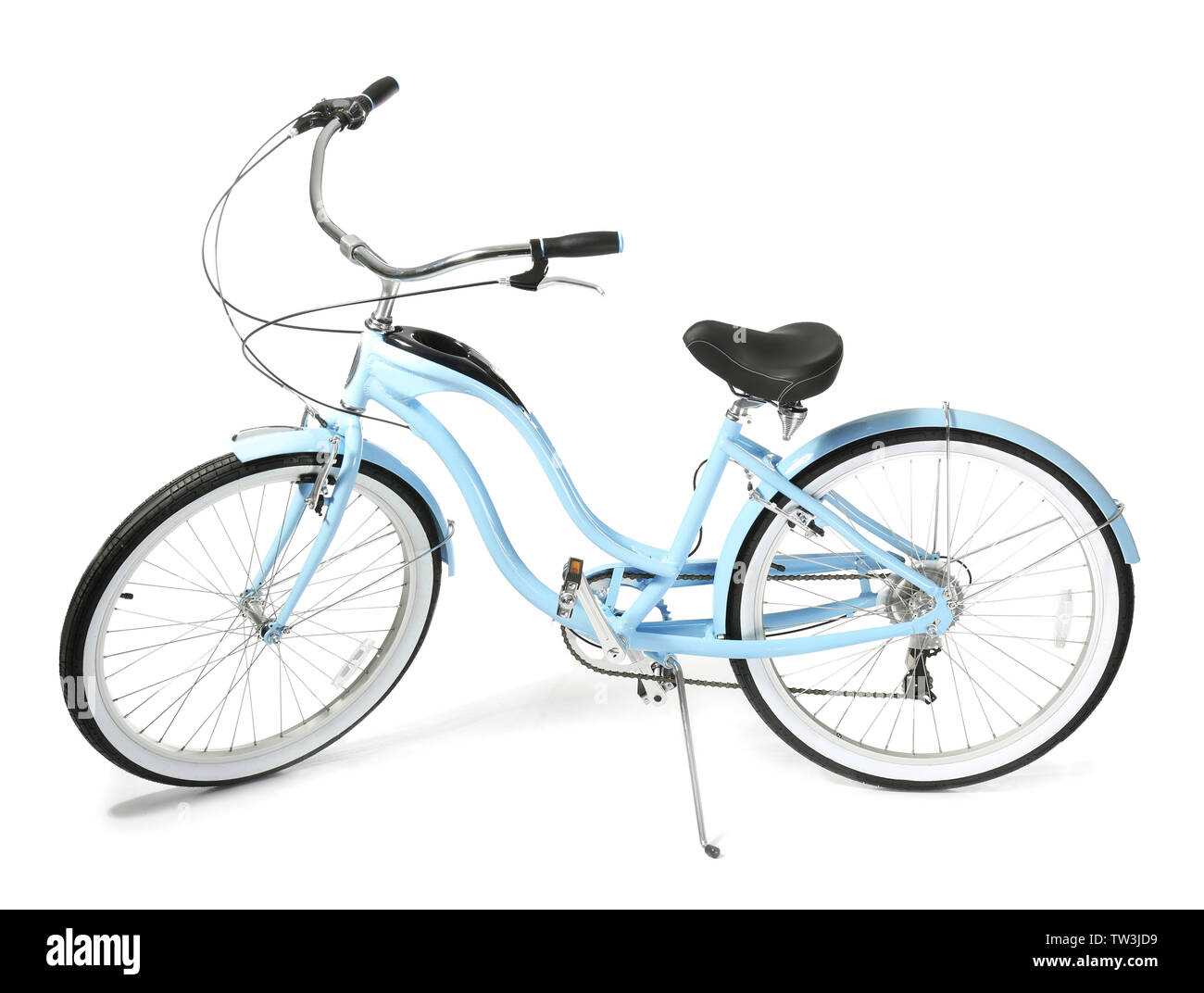 Modern two-wheeled bicycle on white background Stock Photo - Alamy
