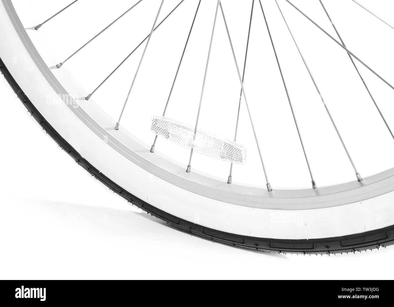 Wheel of modern bicycle on white background, closeup Stock Photo - Alamy