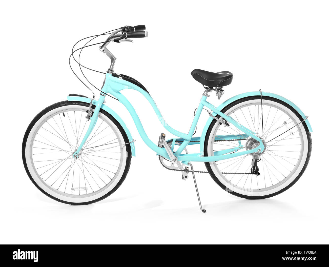 Modern two-wheeled bicycle on white background Stock Photo - Alamy