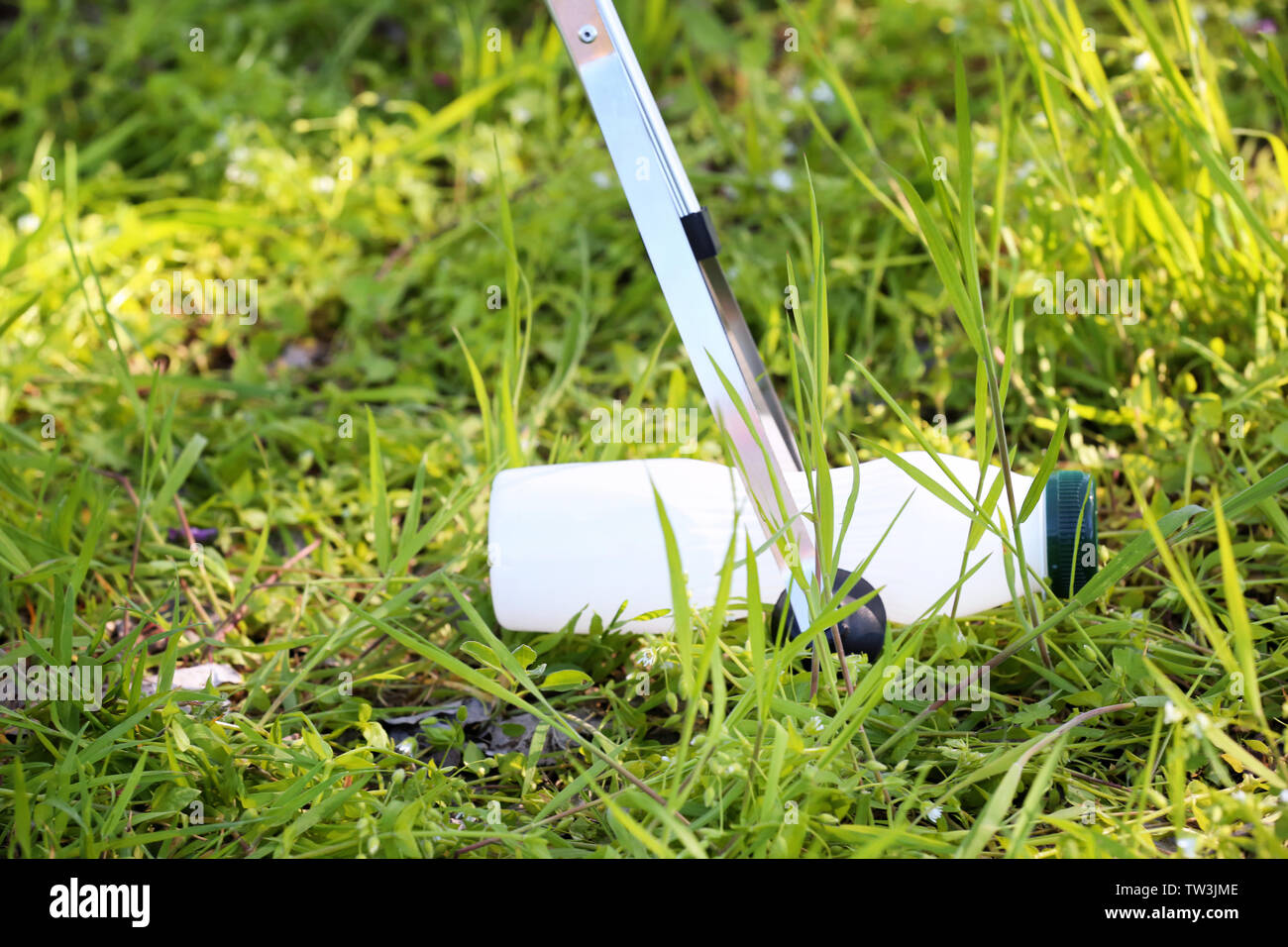 Gathering garbage with trash picker. Volunteering concept Stock Photo ...