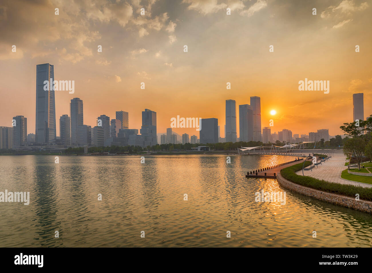 Sunset in Shenzhen Bay before typhoon Stock Photo - Alamy