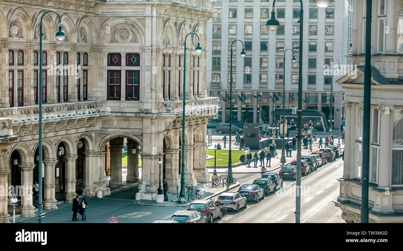 VIENA, AUSTRIA - MARCH 18, 2019: A Vienna city landscape, wide view on ...