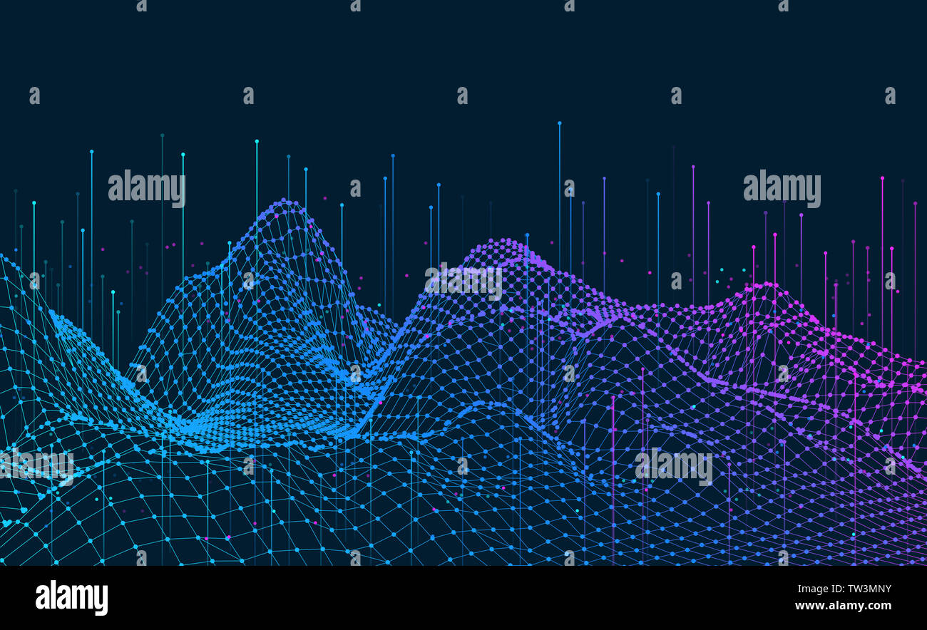 Abstract Vector Three Dimensional Digital Terrain Of Big Data Concept Graphics With Artificial