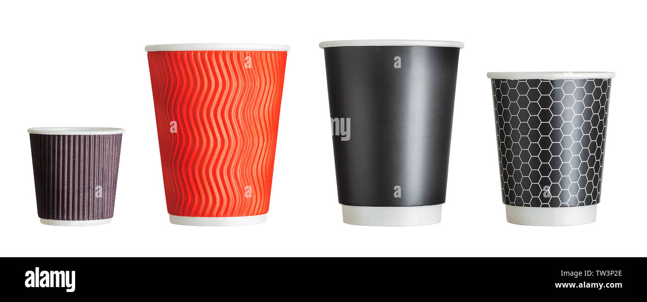 Set of coffee paper drinking cups on white background Stock Photo - Alamy
