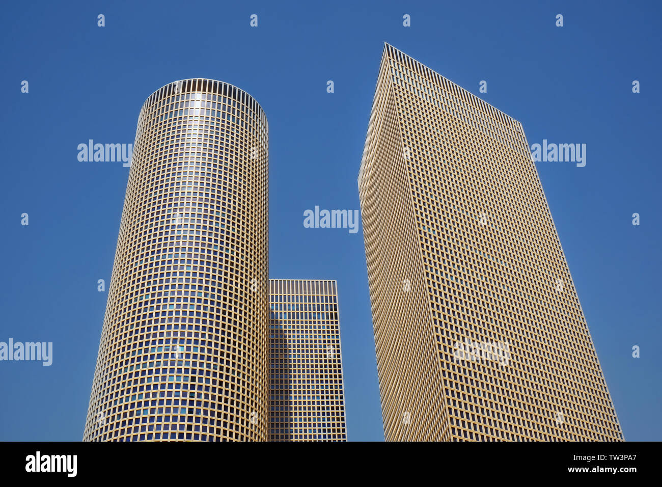 Tall houses on blue sky background Stock Photo - Alamy