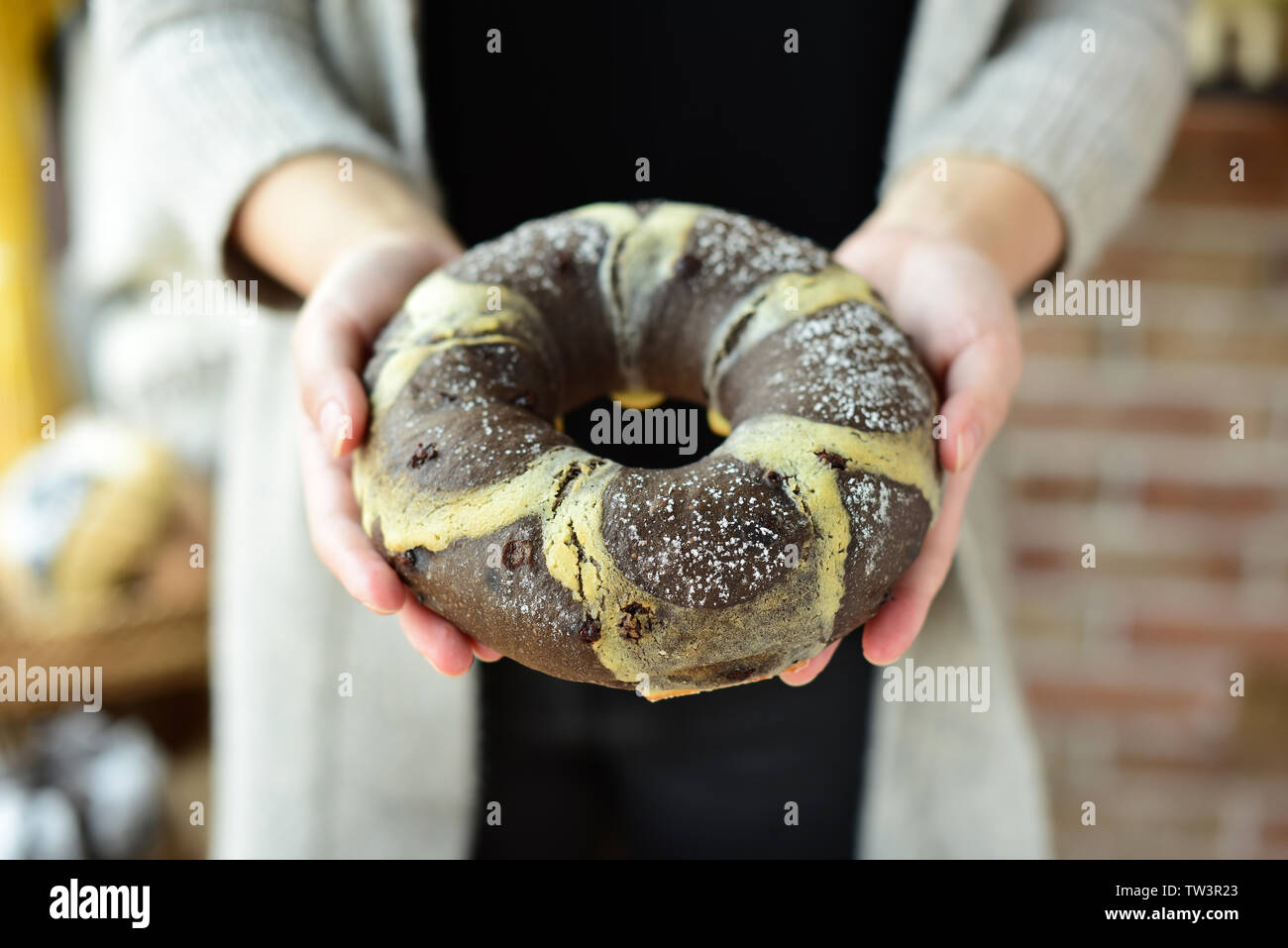 European soft bread soft European bag held by woman Stock Photo - Alamy