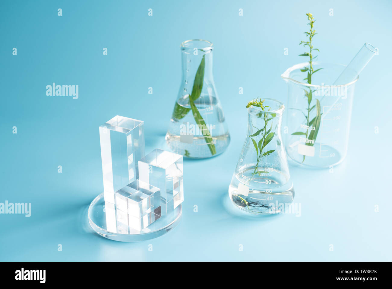 Glassware commonly used in medical testing and scientific experiments ...