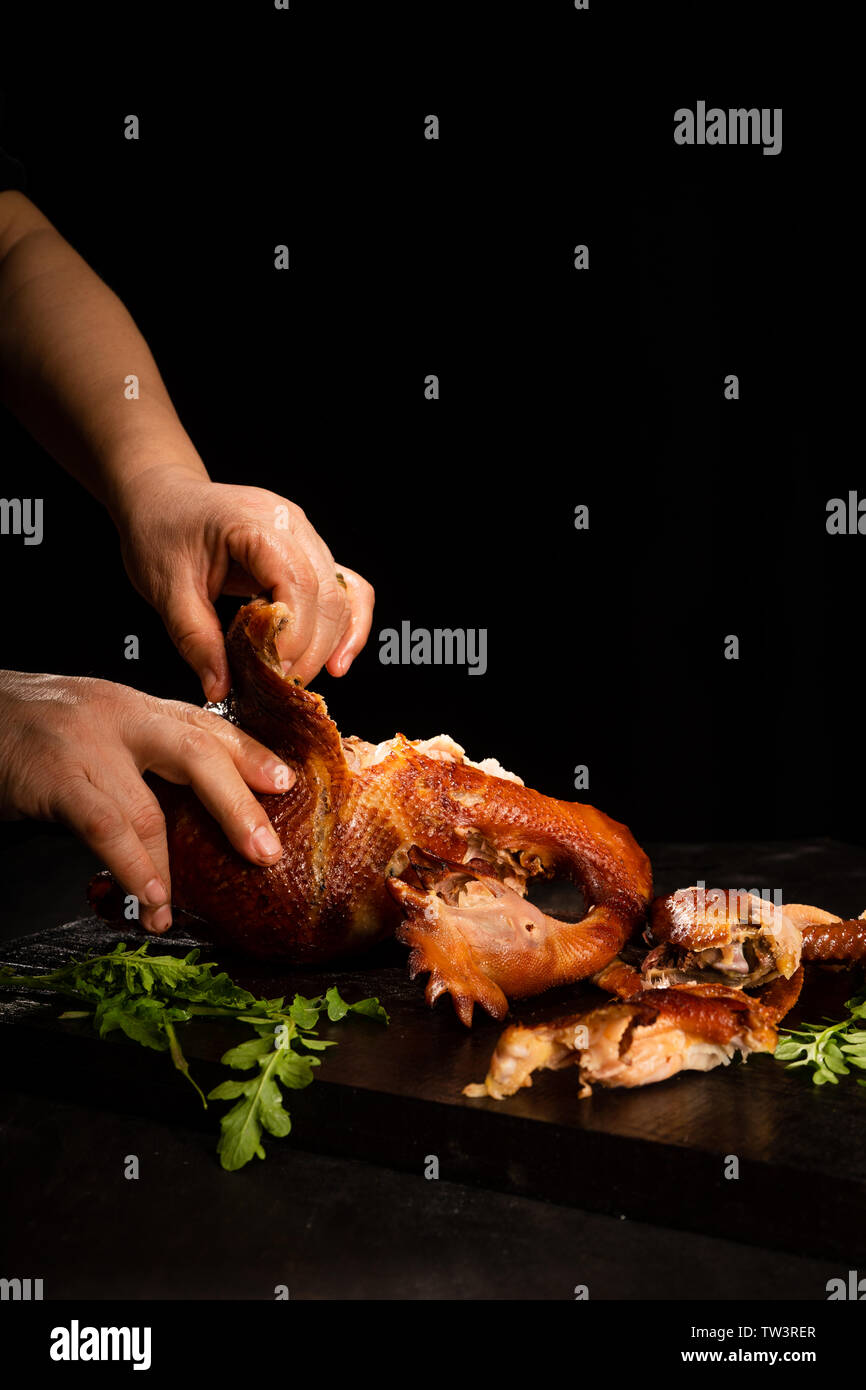 Northeast characteristic traditional hand-torn pickpocket chicken Stock ...